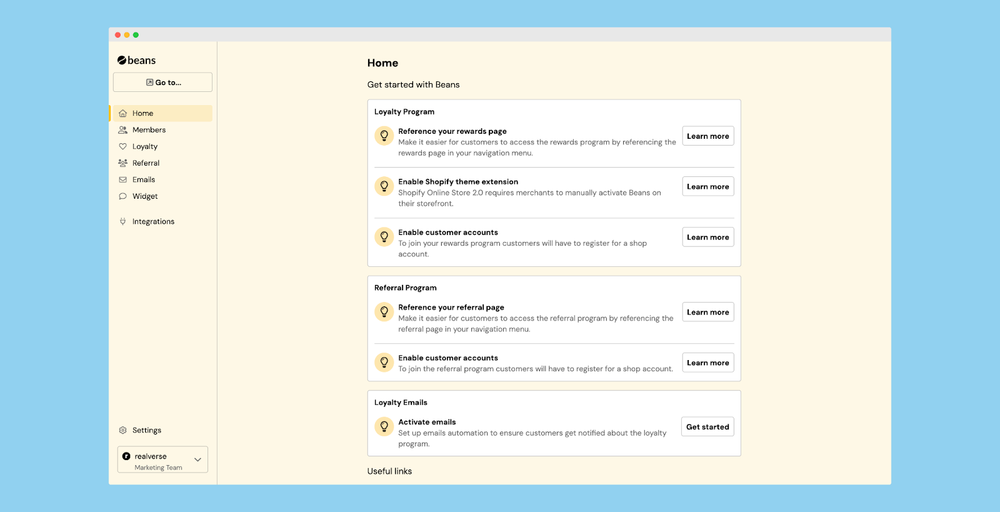 The New Beans App Interface